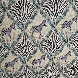 Unknown | Design | Thick Woven Zebra Upholstery Material Fabric Greens ...